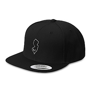 Speedy Pros Snapback Hats for Men & Women New Jersey State Map Nj Embroidery Acrylic Flat Bill Baseball Cap Black Design Only