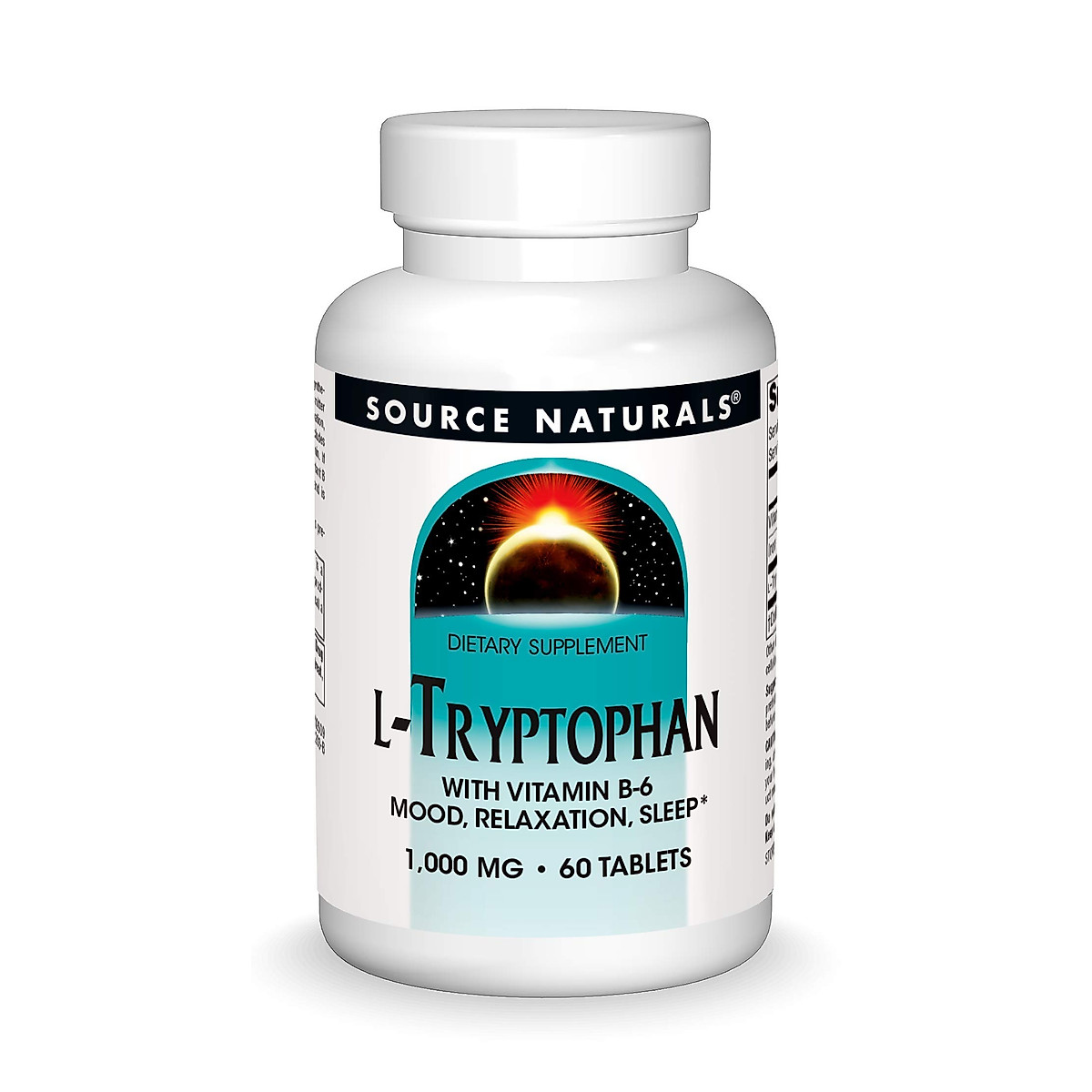 Source Naturals L-Tryptophan with Vitamin B-6 1000 mg Support Mood, Relaxation And Sleep - 60 Tablets
