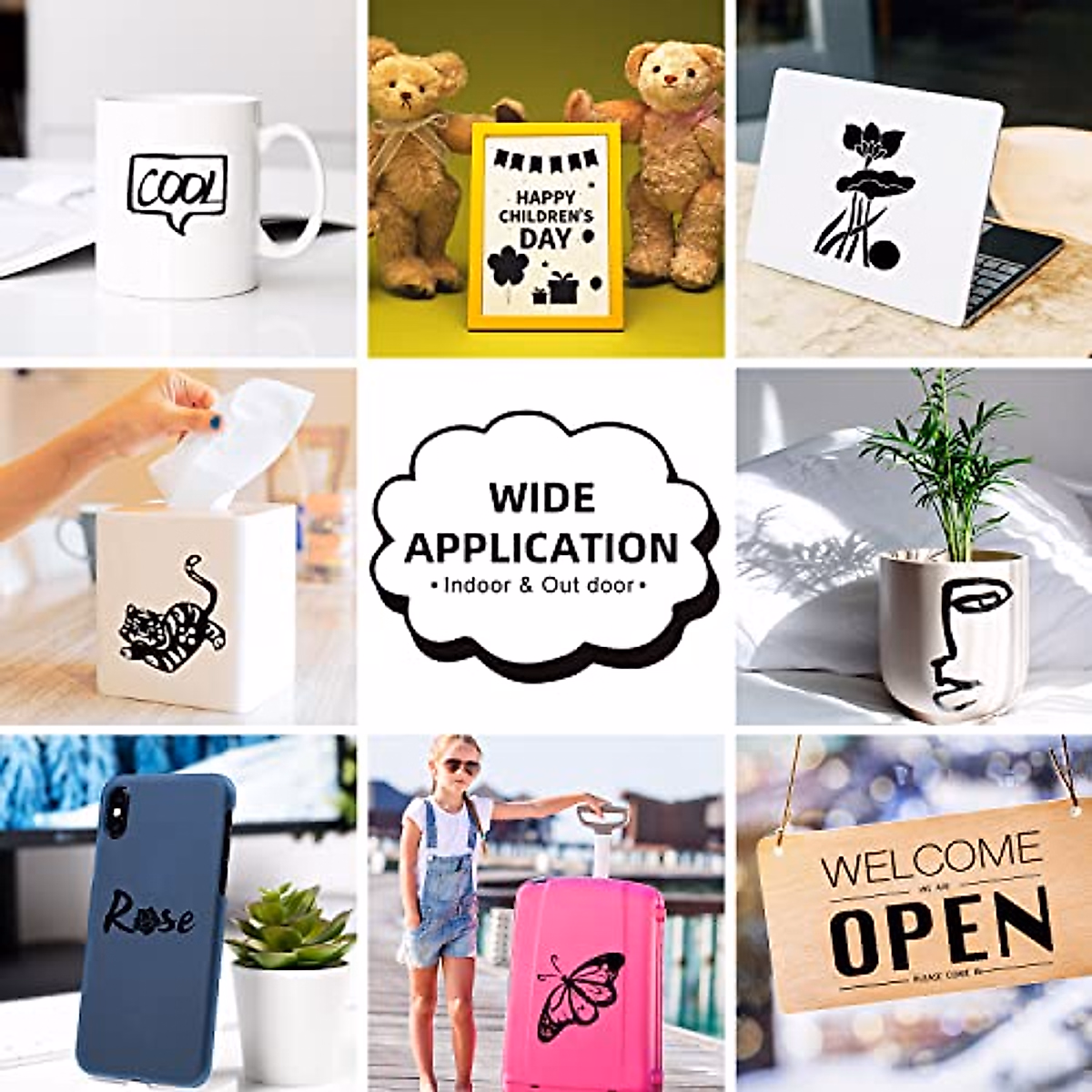 Black Permanent Vinyl Roll 12 Inches by 80 Feet Black Adhesive Vinyl Roll for Cricut, Silhouette, Cameo Cutters, Signs, Scrapbooking, Craft, Die Cutters