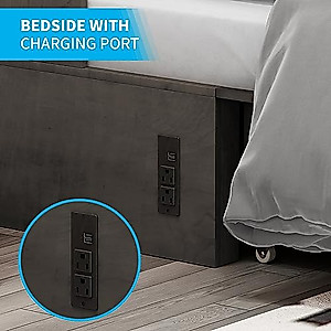 Horgaeo Queen Murphy Bed Cabinet with Mattress, Murphy Cube Cabinet Bed with USB Charging Station and Large Storage Drawer, Murphy Chest Bed for Small Guest Room, Home, Office, Gray