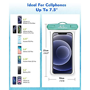 MoKo Waterproof Phone Pouch 3-Pack, Underwater Phone Case Dry Bag with Lanyard Compatible with iPhone 14 13 12 11 Pro Max X/Xr/Xs Max/SE 3, Galaxy S21/S20, up to 7.5", Orange+SkyBlue+Magenta