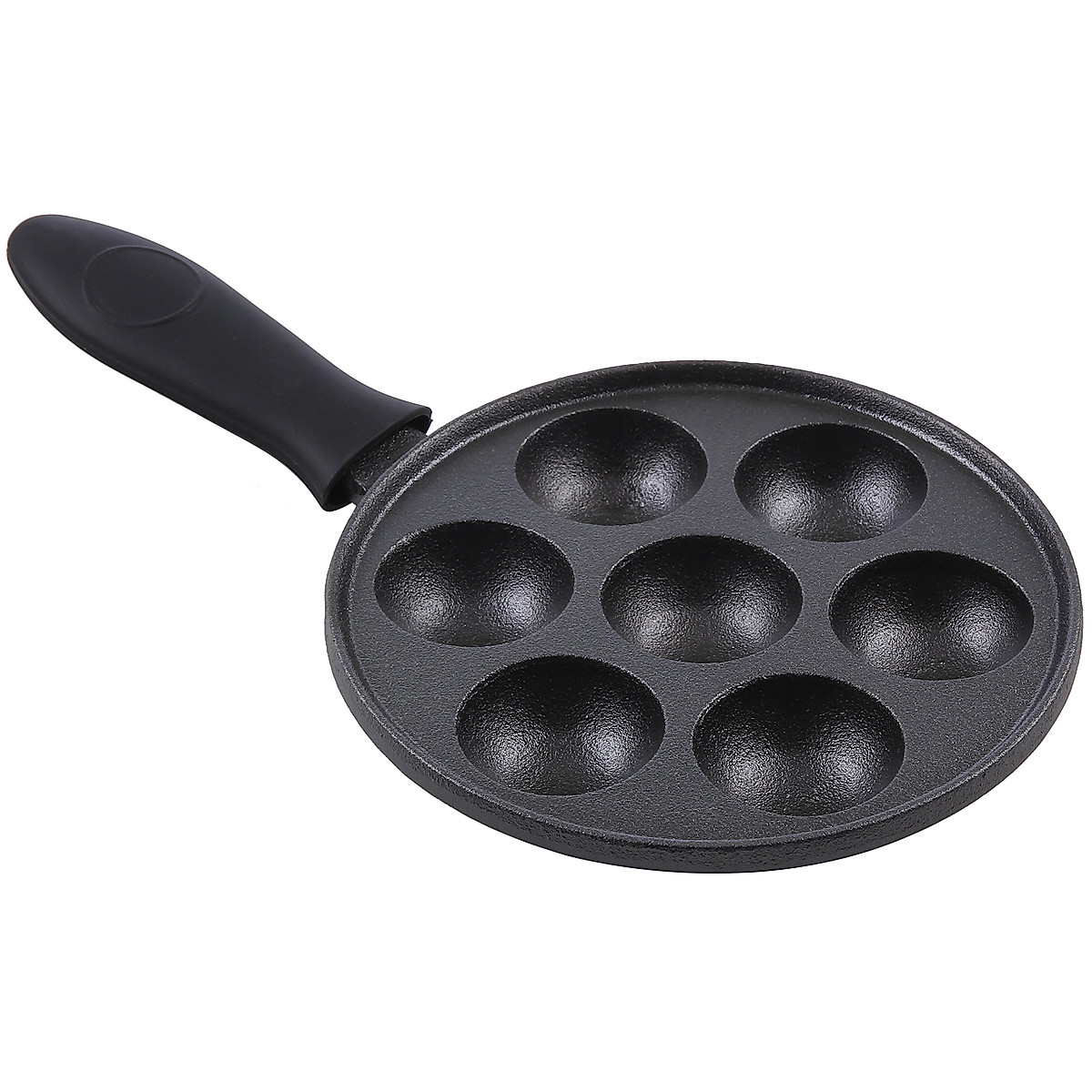 Upstreet Cast Iron Aebleskiver Pan/Ebelskiver Pan/Ideal for Mini Pancake Mold, Cake Pop Pan, and Takoyaki Maker for Danish Stuffed (Black)