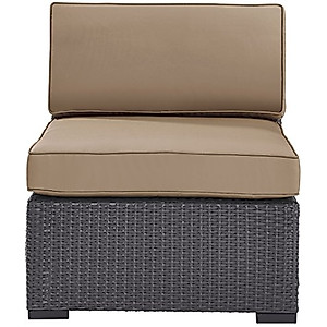 Crosley Furniture KO70125BR-MO Biscayne Outdoor Wicker Armless Chair with Mocha Cushions - Brown
