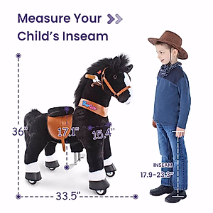 Pony Cycle Kids Riding Toys Horse Ride-on Pony Rider (with Brake/ 36" Height/Size 4 for Age 4-8) Riding Walking Horse Toy Plush Giddyup Boys & Girls for Indoor & Outdoor Rocking Animal Brown Ux426