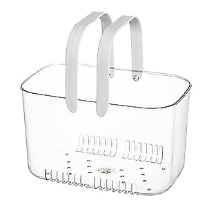 Transparent Multifunctional Shower Caddy Basket, Portable Handle, Waterproof, PET & PP Material, for Bathroom Use