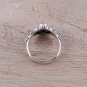 NOVICA Artisan Handmade Amethyst Cocktail Ring Traditional from India Sterling Silver Red Single Stone Marsala Birthstone [ring Front 0.5 in L x 0.4 in W x 0.2 in H Band Width 3 mm W] ' Traditional