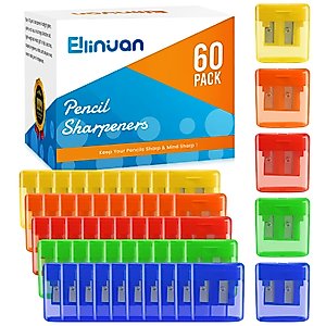 60 Pack Pencil Sharpeners Bulk - Double Hole Pencil Sharpener Manual with Cover for School Kids, Small Cute Pencil sharpeners Handheld for Students School Classroom Supplies