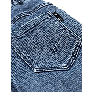 KIDSCOOL SPACE Toddler Kids Ripped Holes Elastic Waist Plaid Lining Jeans,Blue,18-24 Months