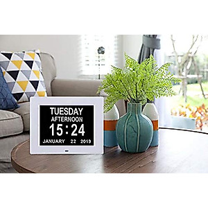 TMC [Newest 8 Inch Digital Day Clock for Seniors - Large Clock with Day Date for Elderly with Large Number,12 Alarm Options for Dementia, Alzheimer