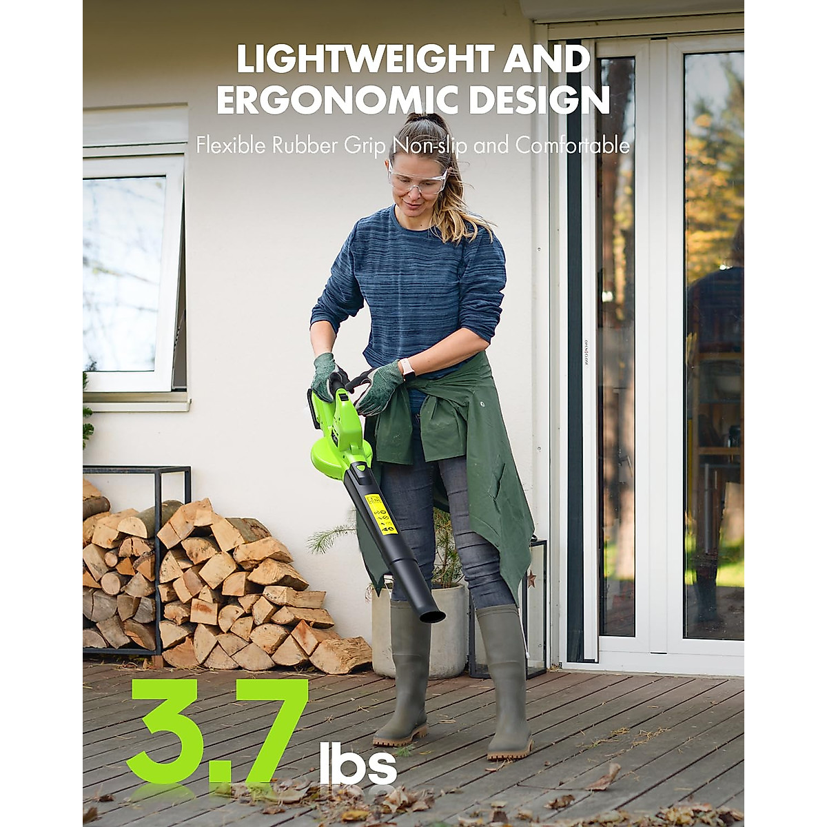 Leaf Blower Cordless with Battery and Charger - Anykit Electric Leaf Blowers Battery Operated, Lightweight 20V 2 Speed Modes Handheld Blower for Lawn Care Green