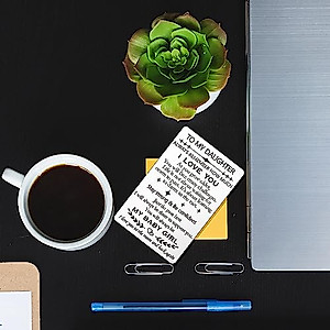 Kwtzkuo To My Daughter Gifts from Mom Dad,Daughter Birthday Card,Daughter Christmas Graduation Engraved Wallet Card Inserts Gift Ideas