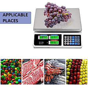 DEARCOOL Digital Commercial Price Scale, 88LB/40KG Electronic Price Computing Scale, Commercial Food Meat Fruit Weight Scale with LCD Display, Stainless Steel Platform