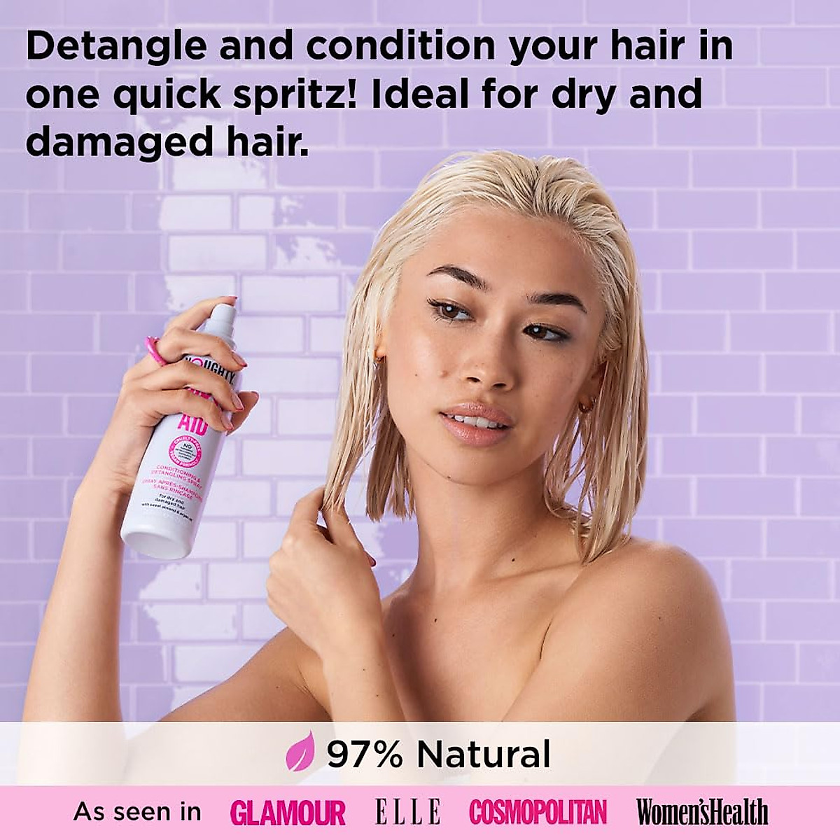 Noughty 97% Natural Thirst Aid Conditioning and Detangling Spray, Leave In Hair Detangler Treatment for Dry and Damaged Hair, with Sweet Almond Oil, Sulphate Free Vegan Haircare 200ml