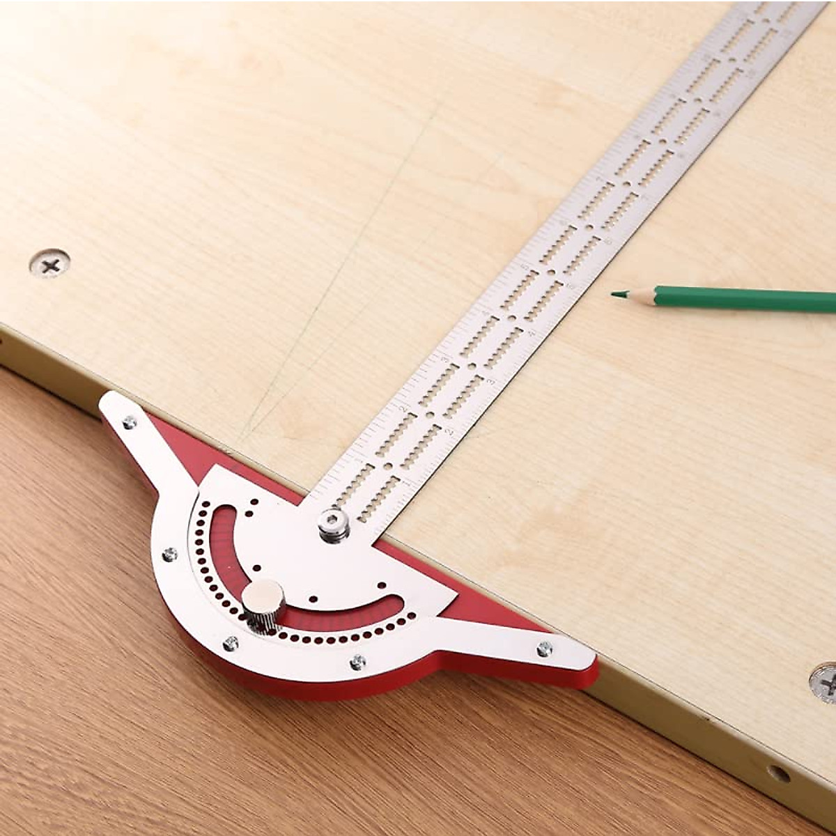 T-Type Woodworkers Edge Rule, 0-70°Adjustable Edge Angle Measure Tool,Stainless Steel Scriber Measuring Caliper for Student Drawing and Woodworkers Build Furniture (20 inch)