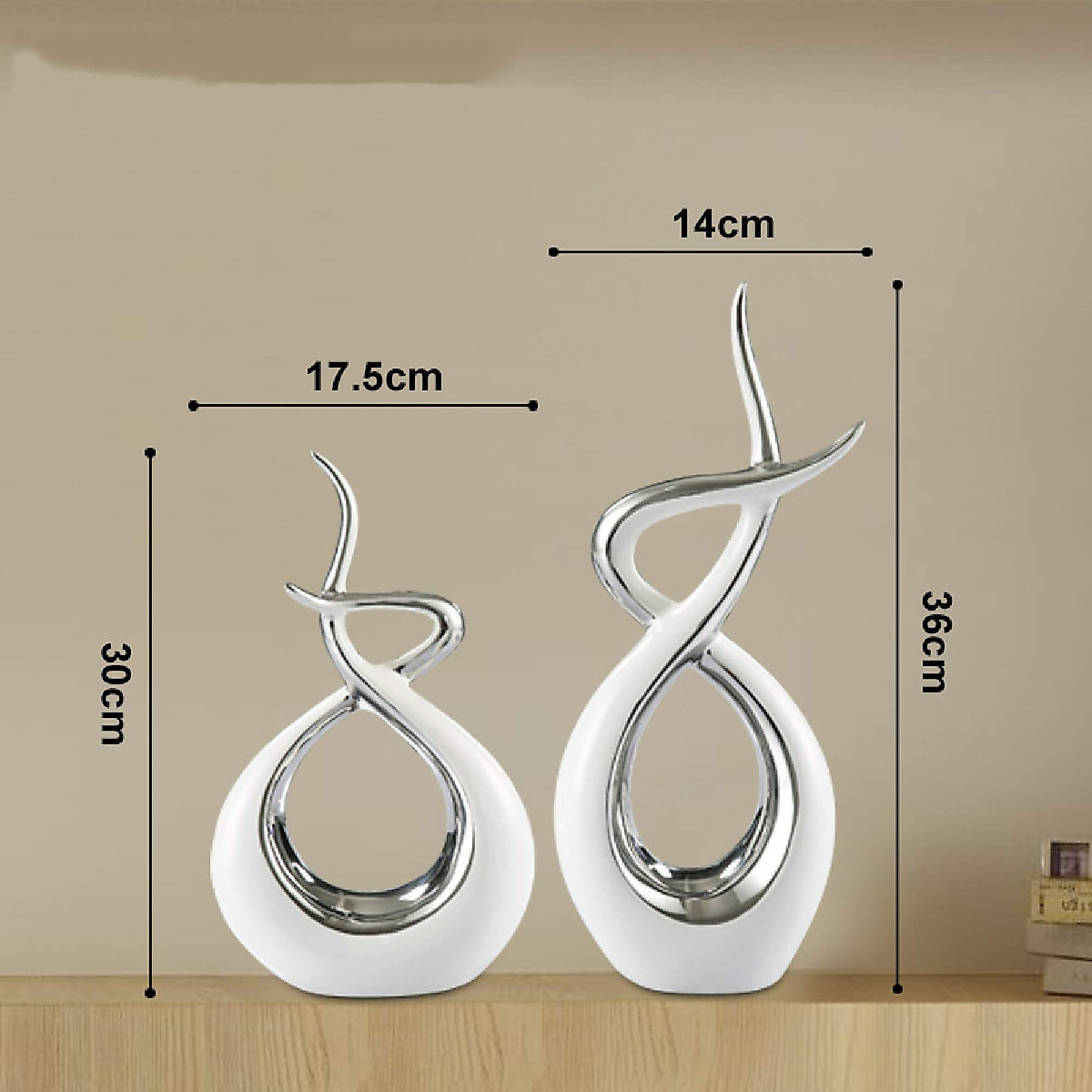 Generic Modern Minimalist Art Crafts, Ceramic Electroplating Home TV Cabinet Decorations, Wine Cabinet Abstract Craft Decorations (2 pcs), White