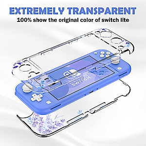 DLseego Purple Lavender Flower Floral Clear Switch Lite Protective Case 2-Piece Split Full Wrap PC Hard Shell Anti-Scratch All-Round Protection Cover for Switch 2019 Model