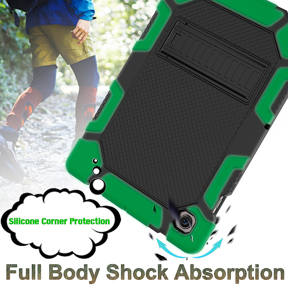 Rantice Galaxy Tab A8 10.5 Case with Kickstand, Hybrid Shockproof Rugged Cover for Samsung A8 Tablet Case 10.5 Inch (SM-X200/X205/X207), Black