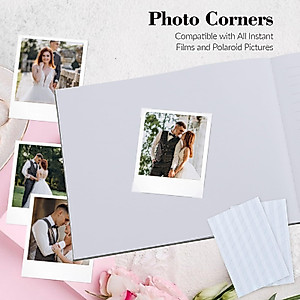 THEXINNX Wedding Guest Book with Photo Corners, Elegant Linen Polaroid Guestbook Sign in Book for Wedding Reception, Bridal Shower, Party or Special Events - Sage 8x10