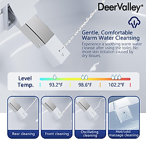 DeerValley Luxury Smart Toilet w/Bidet Built-In, Elongated Tankless Toilet with Automatic Flush, Heated Toilet Seat, Instant Bidet Warm Water and Dryer, Night Light and Remote Control