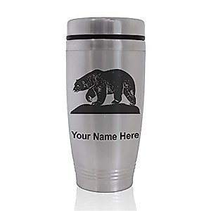 SkunkWerkz Commuter Travel Mug, Polar Bear, Personalized Engraving Included