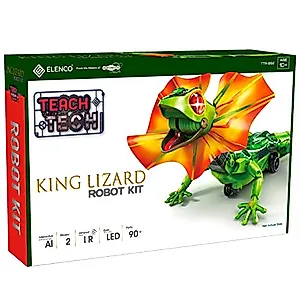 Elenco Teach Tech King Lizard, Interactive Lizard Robot Kit, STEM Creative Toys for Kids 10+ includes Assembly Parts