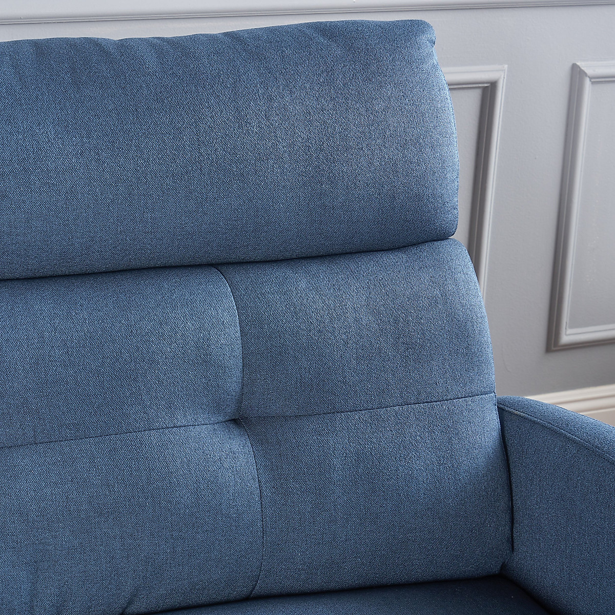 Christopher Knight Home GDFStudio Hana Plush Cushion Tufted Back Loveseat Recliner (Fabric/Navy Blue)., 37D x 46.5W x 40H in