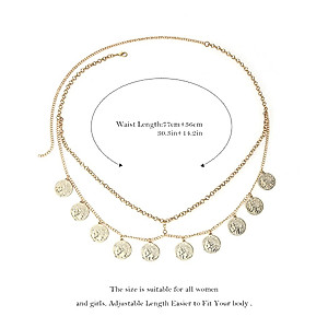 Asooll Gold Belly Body Chain Layered Coin Waist Chain Bikini Belly Jewelry Fashion Beach Bikini Club Rave Party Body Accessories Jewelry for Women and Girls