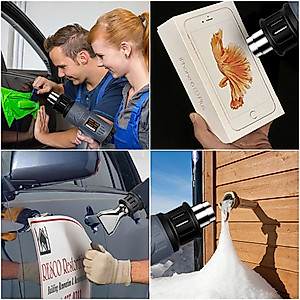 SEEKONE Industrial Heat Gun 1800W 122℉~1202℉(50℃-650℃) Variable Temperature Control with Two Temp-settings, Overheat Protection, Four Nozzle Attachments for Shrinking PVC, Bending Pipe, Removing Paint