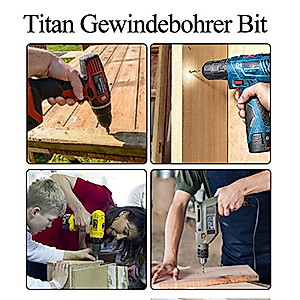 6 Pcs Spiral Tap Drill Bit Set Titanium Coated HSS Fluted Machine Screw Tap Kit, Hex Shank Combination Drill Tap Bit Spiral Screw Tap Set M3-M10, (1 Pack 6 Pcs Silver)