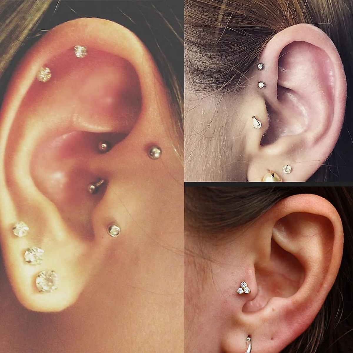 MODRSA 16G Forward Helix Earring Cartilage Earring Tragus Earrings Stud 8mm Stainless Steel Flexible Plastic Lip Rings Labret Studs Labret Piercing Jewelry