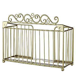 MyGift Vintage Brass Tone Metal Folded Paper Towel Holder with Scrollwork Design - Wall Mounted Trifold Z-Fold Disposable Napkin Dispenser Rack