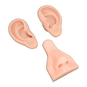 Silicone Ear,Reusable Silicone Nose Model,Piercing Practice Supplies,Displays Tool for Jewelry (Light Skin Color)
