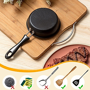 Tessco 2 Pieces Mini Cast Iron Skillet 4.7 Inch Round Mini Non Stick Fry Pan Single Egg Frying Pan with Heat Resistant Handle for Cooking Baking Cookie Brownie