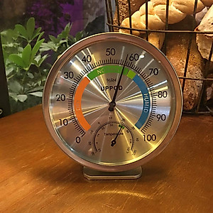 LittleGood 5" Indoor Outdoor Hygrometer/Thermometer, Humidity Gauge Indicator Temperature Humidity Monitor, Analog Hygrometer Humidor (English Version)