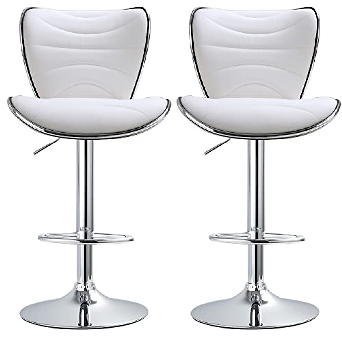 YIMUSTUK Premium Adjustable Swivel Bar Stools,Kitchen Counter Bar Stools Set of 2,White