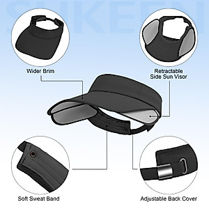 Sukeen Wide Brim Sun Visor for Women&Men, Retractable Visors Hat with UV Protection Sun Hats for Beach Golf Garden Outdoor Black
