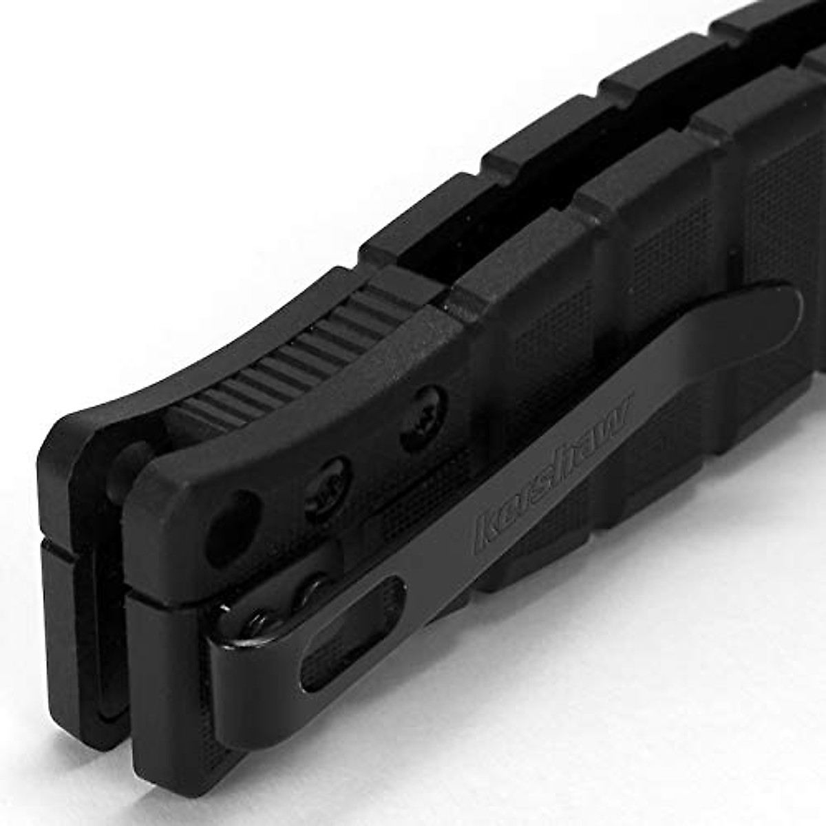 Kershaw XCOM Military-Style Pocketknife; 3.6-inch Black-Oxide Coated Blade and 8Cr13MoV Steel, Spearpoint Blade, Sharpened One Side, and Glass Filled Nylon Handle, Manual Open, Reversible Pocketclip