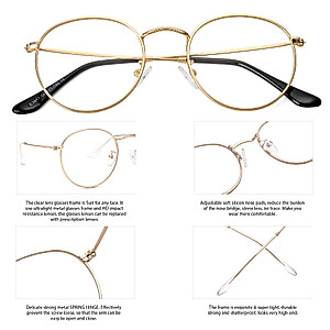 Pro Acme Classic Round Metal Clear Lens Glasses Frame Unisex Circle Eyeglasses (Silver)