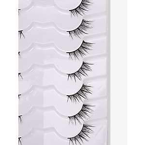 GMAGICTOBO Natural Half Lashes Short False Eyelashes Wispy Lashes Pack Cat Eye 3D Faux Mink Lashes 7 Pairs Multipack
