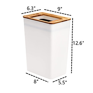 Dicunoy Plastic Slim Trash Can, 2.4 Gallon White Garbage Container, Little Wastebasket Garbage Bin for Bathroom, Living Room, Home, Kitchen, Office Hold Waste, Recycling