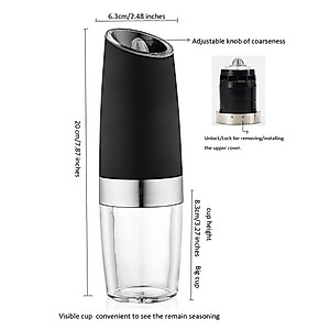 Fshopping Electric Salt and Pepper Grinder Gravity Induction Starting with Adjustable Coarseness Battery Power Supply Blue led Light one-Hand Operation one Set of 2pcs