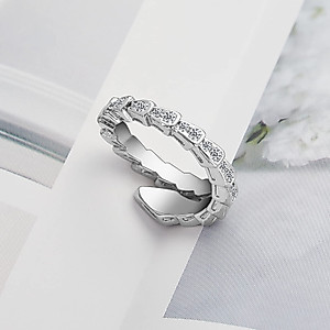 GEVOLCM Au750 Alloy Ring, Diamond Set Alloy Ring, Unique Snake Diamond Ring, Best Gift