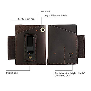 VIPERADE PJ12 Small EDC Leather Pocket Organizer for AA/AAA Flashlights, Mini Pocket Knives, Double EDC Pocket Leather Slip, Knife Organizer Leather Sheath, Flashlight Leather Holster with Clip(Black)