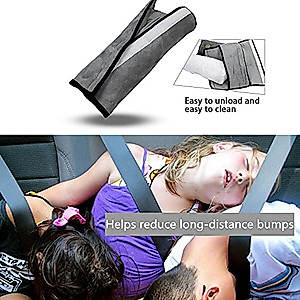 COFFLED Gray Seat Belt Pillow for Kids 2PC, Seatbelt Pillow for Child Travel, Seat Belt Pillow for Toddler Head Protector, Shoulder Pad for Car Safety Seatbelt, Car Sleeping Seat Belt Pillow Support