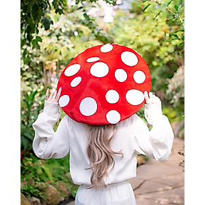 Dreamstall Mushroom Hat Costume Cosplay Accessory Party Hat Cap, Oversized with Wired Brim (Red)