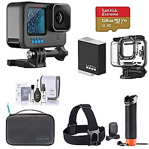 GoPro HERO11 Black Waterproof Action Camera Water Sport Bundle with 128GB Memory Card, Protective Housing, Extra Battery, Adventure Kit 2.0, Cleaning Kit