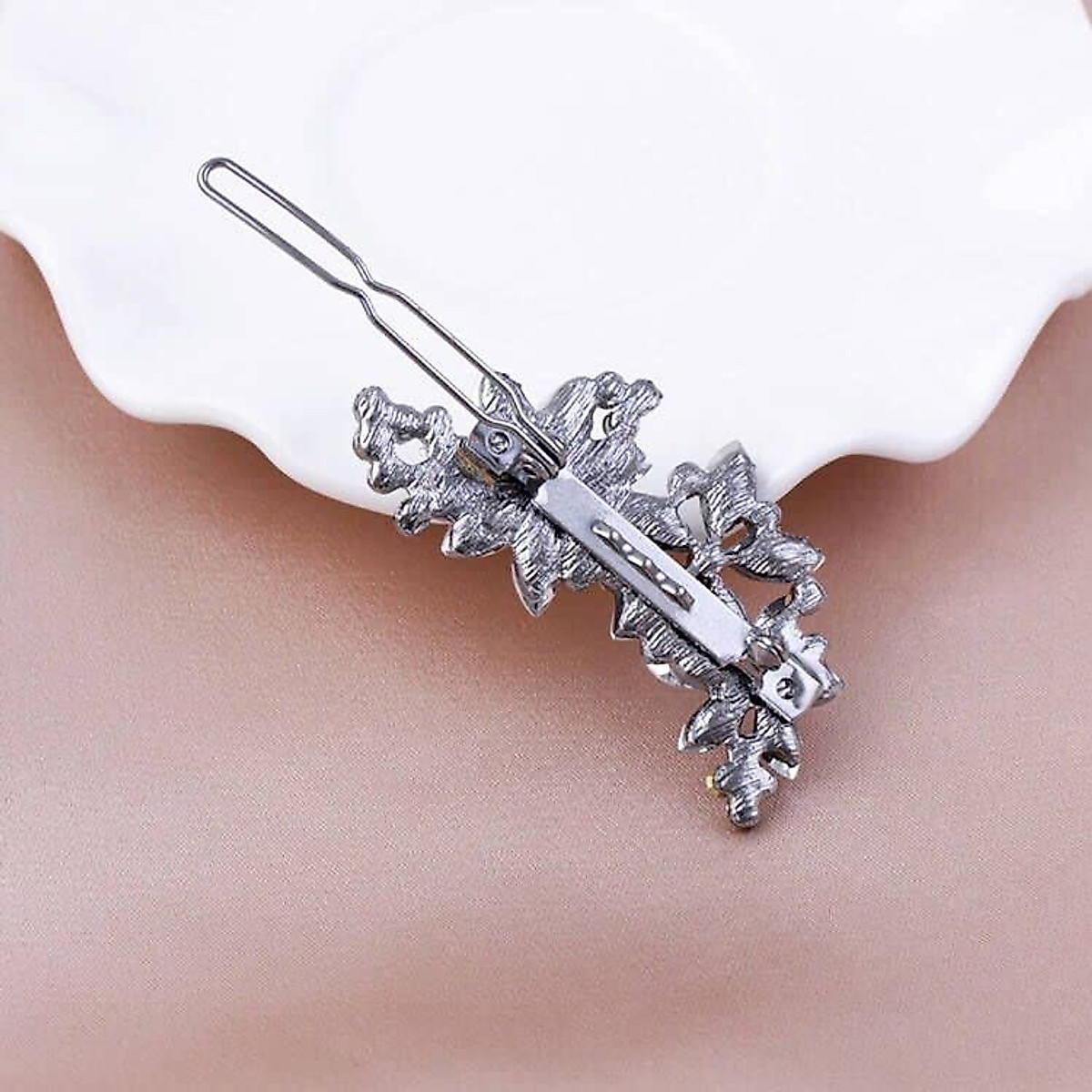 Goledwedy Crystal Flower Bridal Hair Clips(2 packs) Rhinestone Wedding Hair Clips For Brides