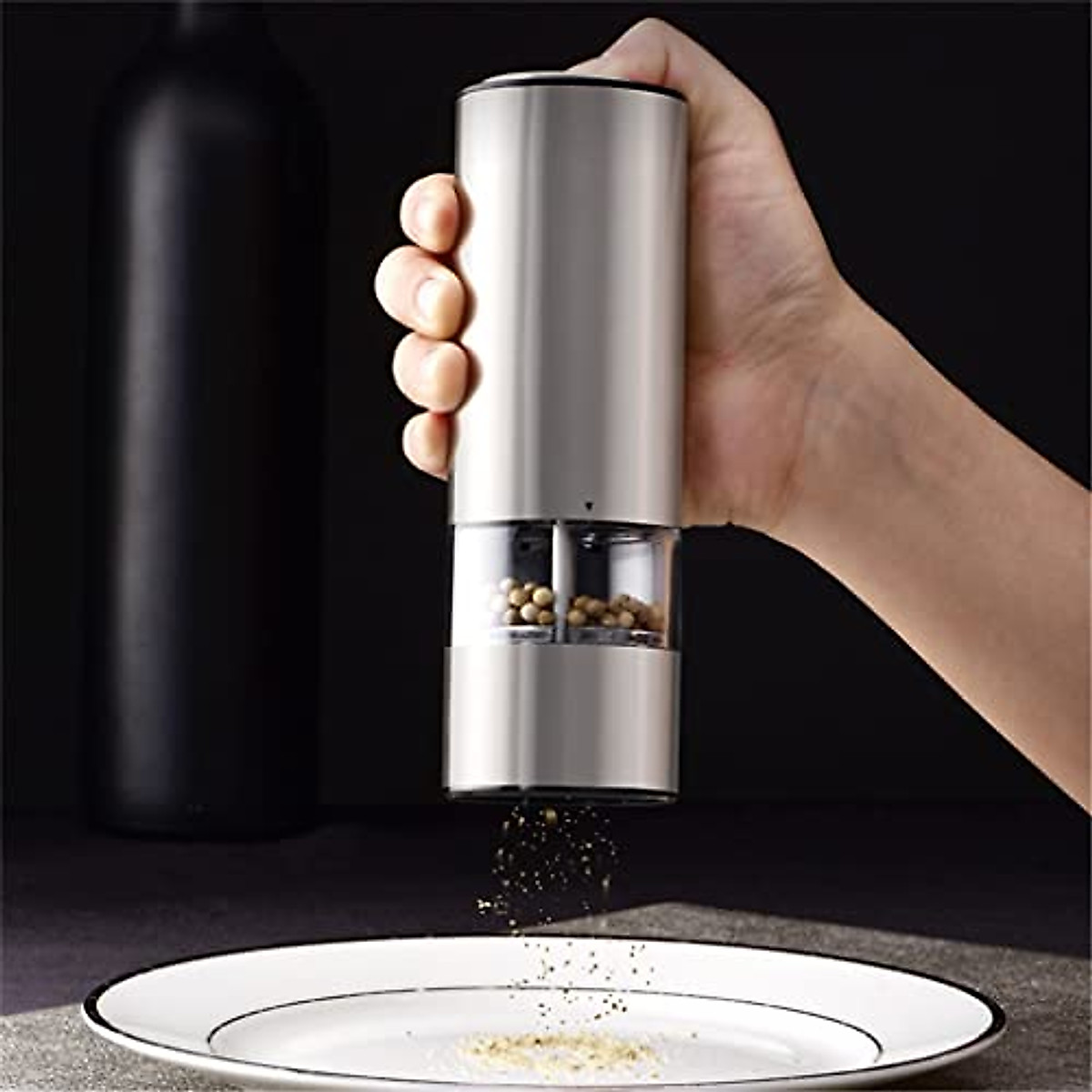 BaRdzo Electric Automatic Mill Pepper and Salt Grinder LED Light Peper Spice Grinders Seasoning Grinding Mill Kitchen Cooking Tools (Color : D, Size : 2pcs)