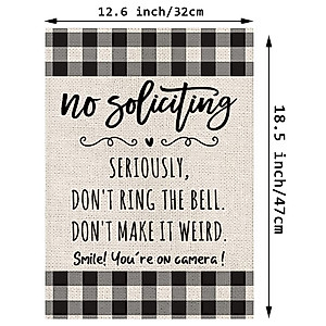 Funny Garden Flag No Soliciting Seriously Don't Ring The Bell Don't Make It Weird Smile Vertical Double Sided Outdoor Indoor Yard Decoration 12.5 x 18 Inch