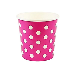 Worlds 16 OZ Polka Dot Pink Paper Ice Cream Containers with Paper Lid 10 Set